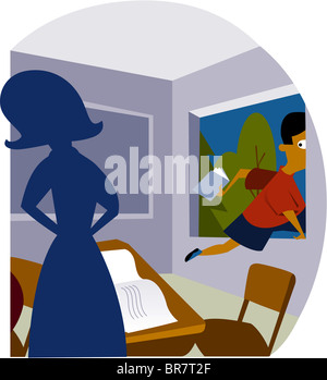 Education cartoon about a misbehaving class Stock Photo - Alamy
