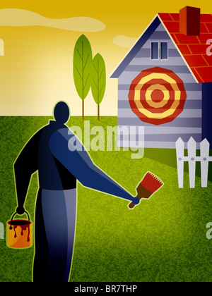 One House in Bulls-Eye Target - Marketing to Buyers Stock Photo - Alamy
