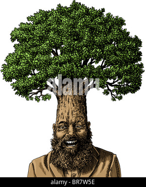 Illustration of a man with a tree growing out of his head Stock Photo ...