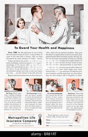 1950s advertisement for Metropolitan Life Insurance Company advert in ...
