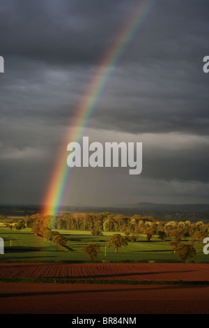 Rainbow over Farmland in evening Norfolk UK February Stock Photo - Alamy