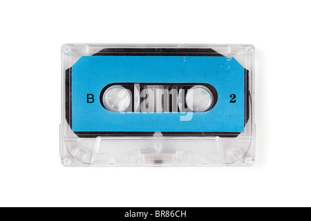 Blue Audio Cassette close up Stock Photo - Alamy