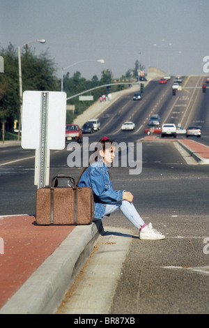 teen girl runaway scared worried concerned traffic lost alone danger ...