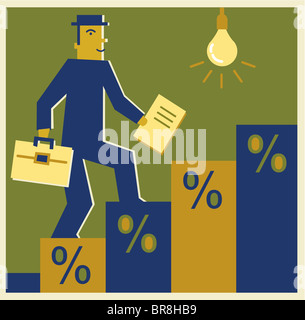 Cartoon businessman, growth chart Stock Photo - Alamy