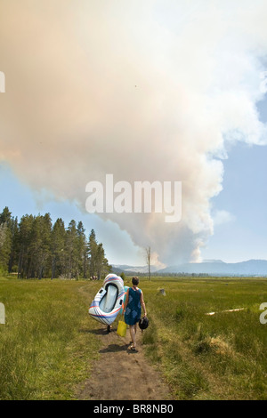 People watching the start of the Angora Fire in South Lake Tahoe, CA ...
