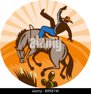 Rodeo Cowboy Falling off Horse Stock Photo - Alamy