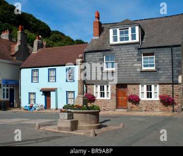 the village square at cawsand in cornwall, uk Stock Photo - Alamy