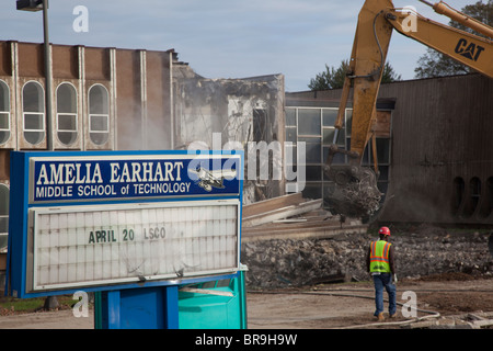 Detroit, Michigan - The Amelia Earhart Middle School is demolished. The ...