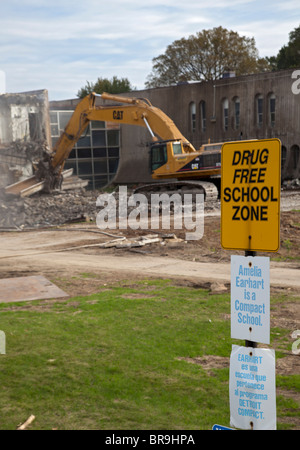 Detroit, Michigan - The Amelia Earhart Middle School is demolished. The ...