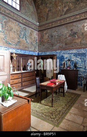 Santarem, Portugal. Baroque sacristy with blue tiles and frescos ...
