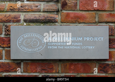 Millennium Commission Lottery Project sign on the Millennium bridge ...