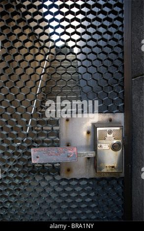 Push bar emergency exit gate at bottom of exterior stairwell Stock ...