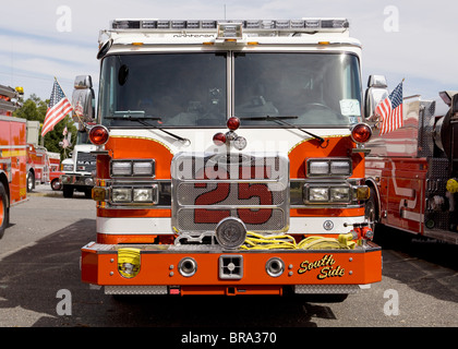 Front end of fire truck engine number 2 with lights illuminated Stock ...
