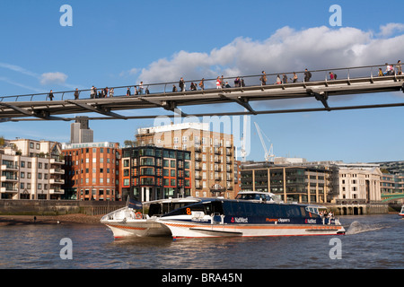London River services - Thames Clipper - Embankment pier - London Stock ...