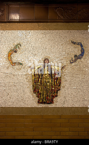 Subway mosaic art Diva created by Nancy Spiro from gold and color tile ...