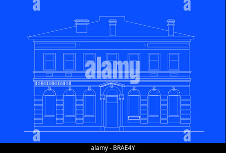 line drawing illustration of a heritage mansion building viewed from ...