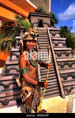 Mayan native in colorful costume in Cozumel Mexico Stock Photo - Alamy