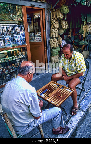 Men playing backgammon in streets in Athens Greece Stock Photo - Alamy