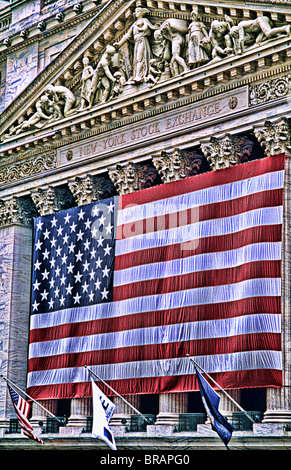 The beauty of the front of the New York Stock Exchange NYSE building on ...
