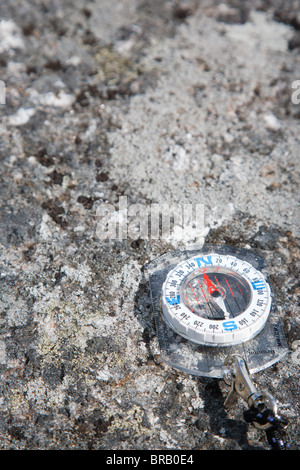 Compass on rocks in the White Mountains, New Hampshire USA Stock Photo ...