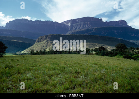 Auyantepui (Auyantepuy) (Devil's Mountain) from Carrao River, Canaima ...
