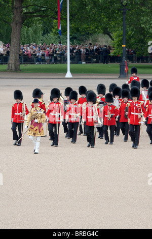 Drum Major leading Grenadier Guards Band on the parade ground. "Trooping the Colour" 2010 Stock ...