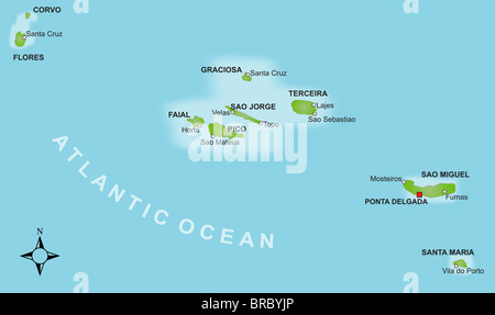 map of Azores Stock Photo - Alamy
