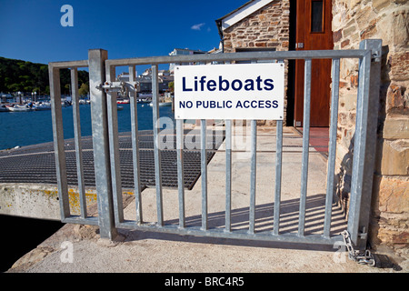 The RNLI Lifeboat station & slip way at Newquay in West Wales. Low tide ...