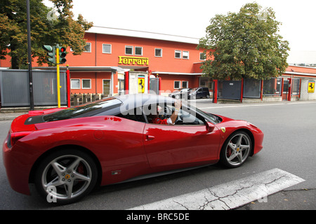 RED FERRARI 458 CAR & FACTORY GATES MARANELLO ITALY 08 May 2012 Stock ...