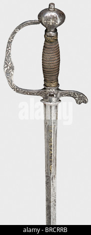 A German pillow-sword with silver-encrusted hilt, circa 1660 Tapering ...