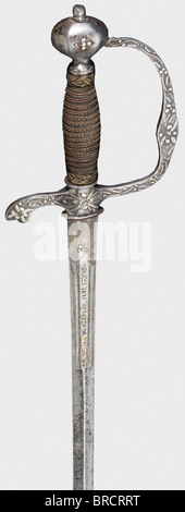 A German pillow-sword with silver-encrusted hilt, circa 1660 Tapering ...