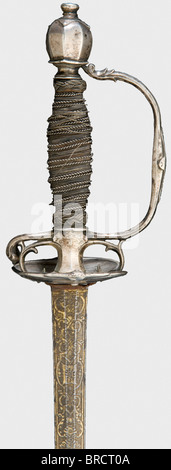 A German silver-hilted officer's sword, circa 1750 Thrusting blade of ...