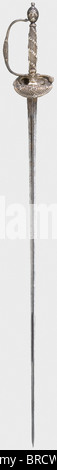 A silver-hilted smallsword,Paris,circa 1750 A narrow triangular ...