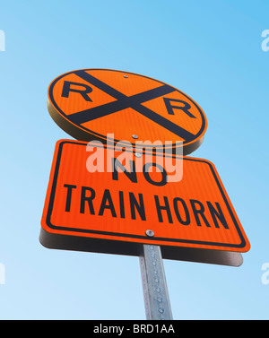 No train horn warning sign Stock Photo - Alamy