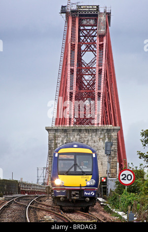 ScotRail train at North Queensferry Station, Fife, Scotland, with the ...