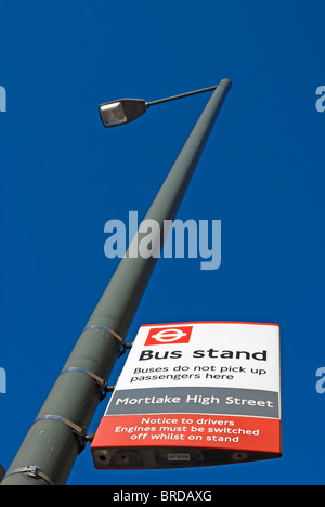 sign indicating a bus stand, where buses stop but do not pick up ...