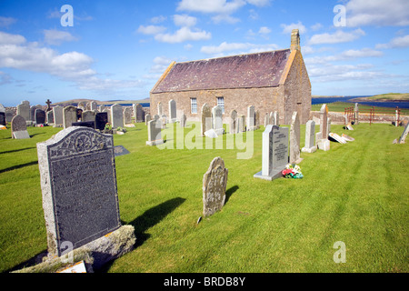 Church and churchyard, Sandness, Mainland, Shetland Islands, Scotland ...