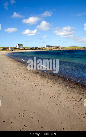 Sandy beach and sea shore, Melby, near Sandness, Mainland, Shetland ...