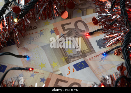 money concept with euro banknotes for christmas gifts Stock Photo - Alamy