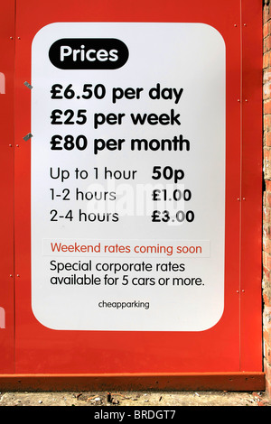 Pay Here car park sign with details of parking charges at Weymouth ...