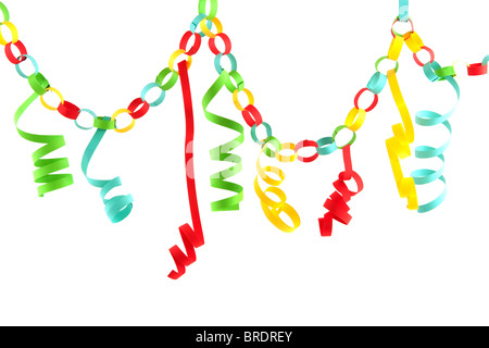 Party garland with festive streamers from colorful paper Stock Photo ...