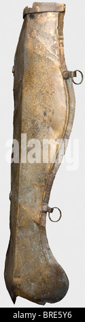 A Roman greave, 2nd/3rd century A.D. Essentially undecorated, brass ...