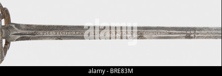 An Italian rapier, circa 1600 Double-edged thrusting blade of flattened ...