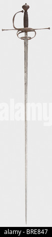 An Italian rapier, circa 1600 Double-edged thrusting blade of flattened ...