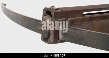 A Swiss crossbow pistol, middle of the 19th century Thin iron prod ...