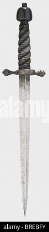 A Saxon left-hand dagger, circa 1600. Double-edged blade with narrow ...