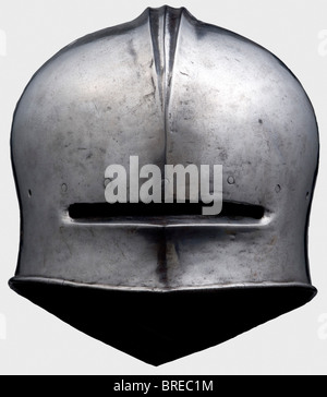 A German sallet,circa 1480/90 The skull forged in one piece with a flat ...