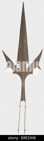 An Italian runka, circa 1600 Tapering, heavily ridged blade struck with ...