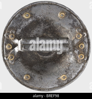A German fist shield, circa 1600. Round, slightly convex iron shield ...