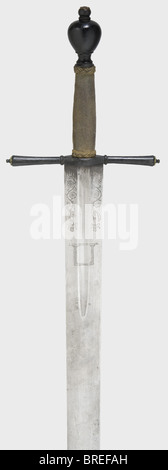 A German executioner's sword, ca. 1700 Broad blade, blunt point with ...